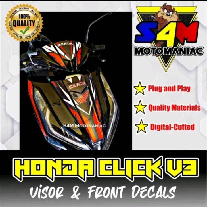 HONDA CLICK V3 VISOR + V FRONT DECALS/STICKER ~LAMINATED~ | Lazada PH