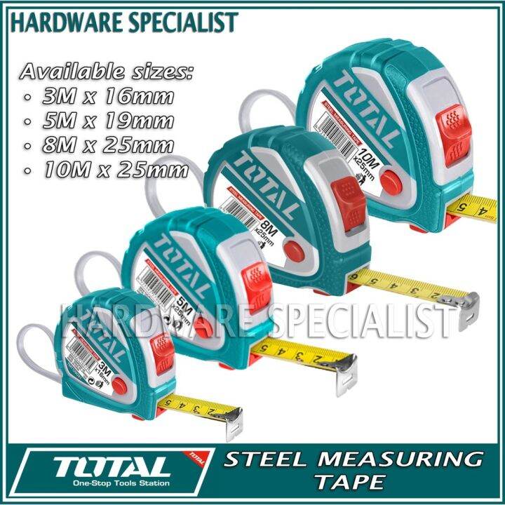 TOTAL tools steel tape measure measuring tools 2m, 3m, 5m, 8m, 10m ...