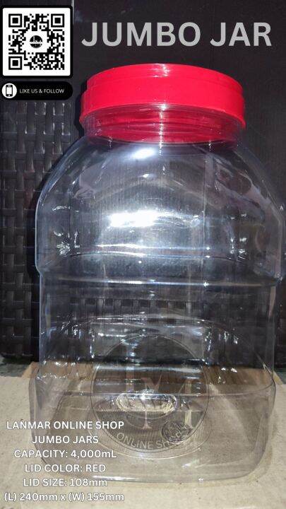 Square Plastic Jars/Jumbo Pet Jars 4L-6L | Lazada PH