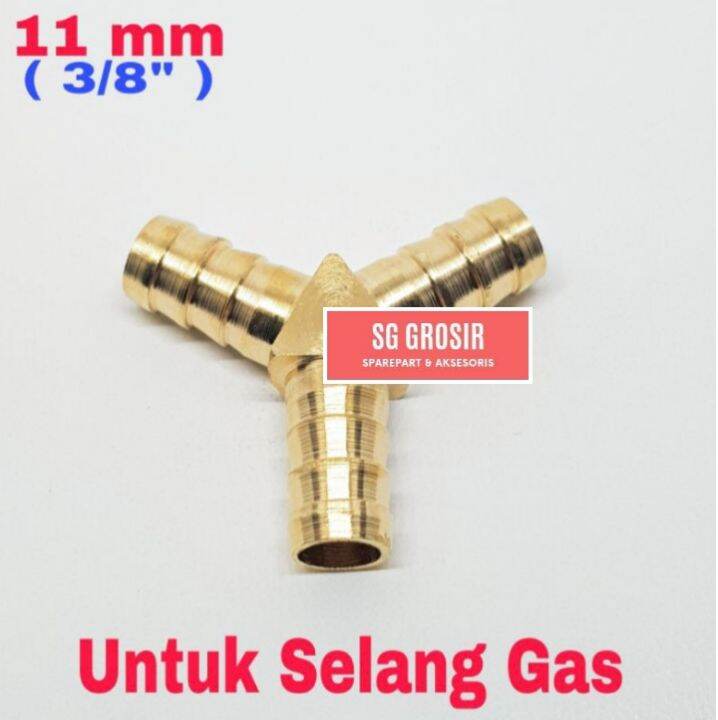 11 mm Nepel Cabang 3-Y-T Selang Regulator 3/8" inch KUNINGAN - Kompor ...