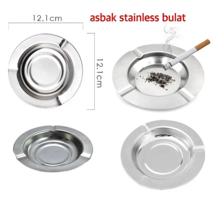 Asbak Rokok Stainless Steel Anti Karat / Tempat Abu Ampas Rokok Tatakan ...