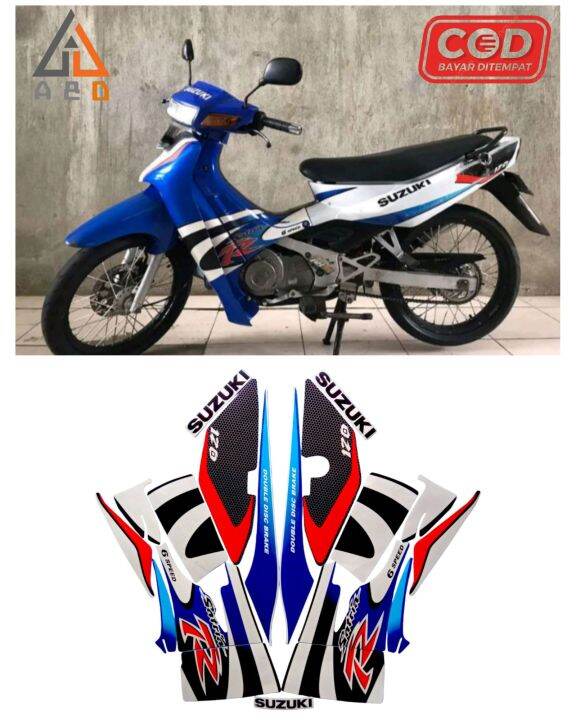 Striping Stiker Lis Les Motor Suzuki Satria 120 R Lumba 2002 Biru Putih ...