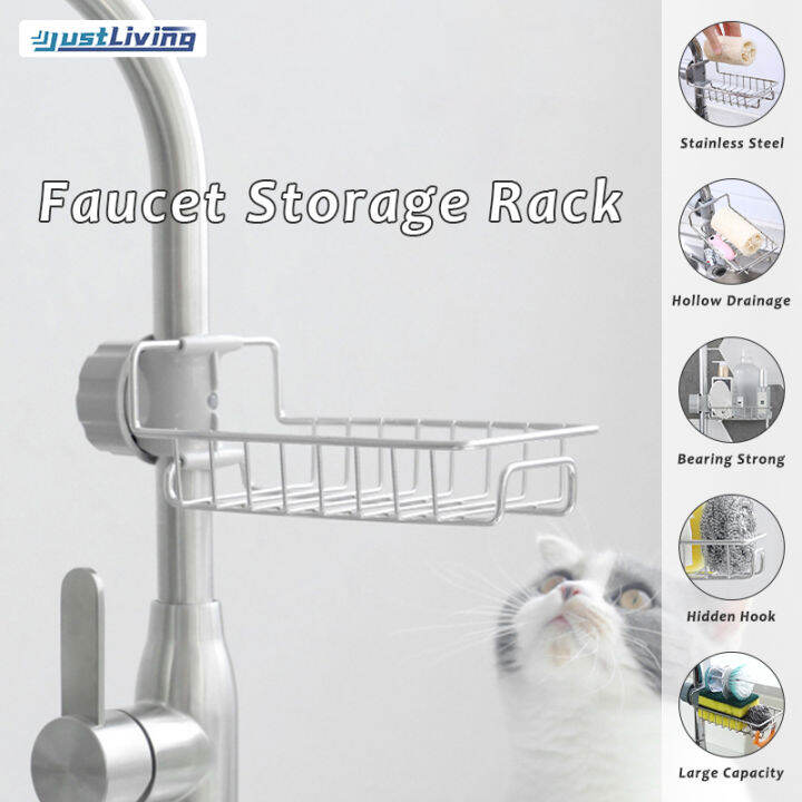 JustLiving 1PC Kitchen Stainless Steel Faucet Storage Racks Adjustable ...