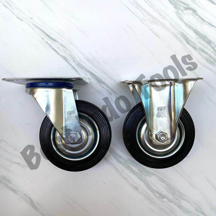 RODA KARET 6" INCH HIDUP MATI BAN TROLLEY ETALASE HITAM BLACK STELING ...