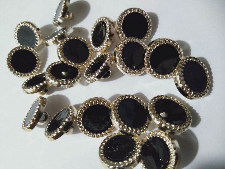 kancing baju jamur gold hitam ukuran 15mm/1.5cm isi 12pcs | Lazada ...