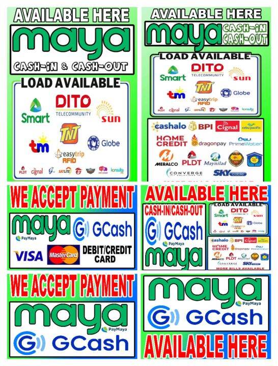 Gcash maya signage Laminated paybills load small business sari sari ...