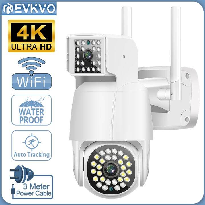 EVKVO 4K 8MP Dual Lens Wifi PTZ IP Camera Auto Tracking AI Humanoid ...
