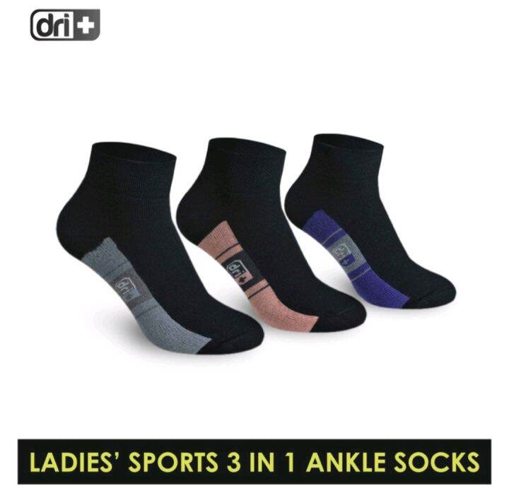 Dri Plus Ladies' DLSKG16 Thick Sports Ankle Cut Socks 3 Pairs in a pack ...