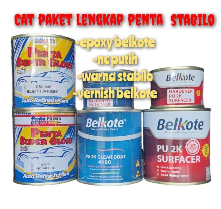 CAT PAKET LENGKAP PENTA SUPER GLOSS WARNA FLUORESCENT - STABILO KUNING ...