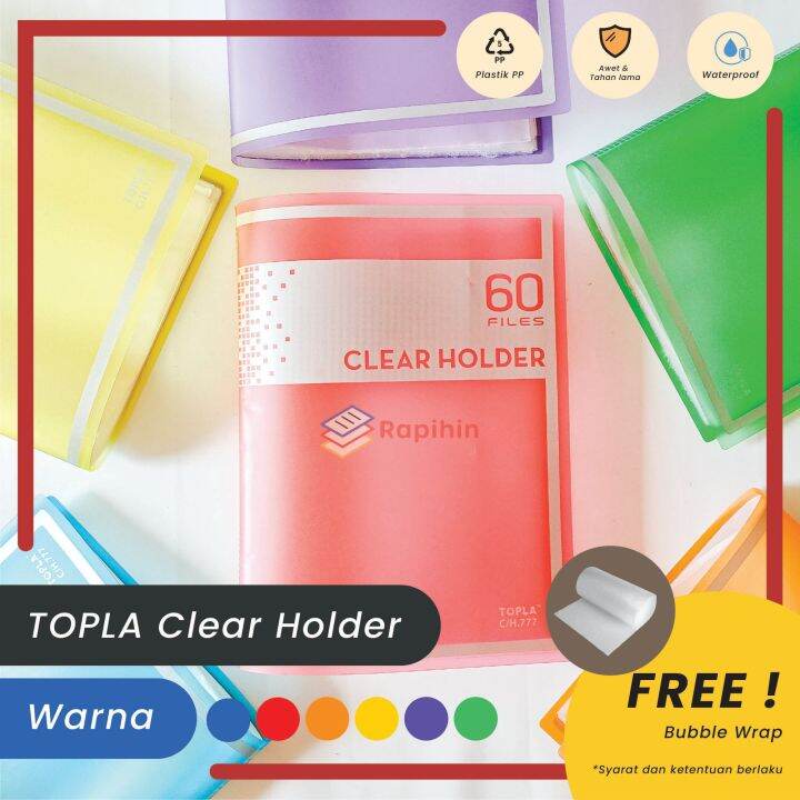 Topla Premium Clear Holder F4 Folio Isi 60 Lembar Map Dokumen Keeper ...