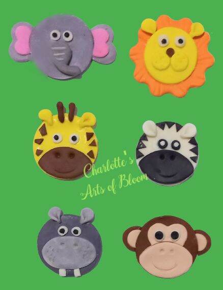 EDIBLE GUMPASTE SAFARI ANIMALS CUPCAKE TOPPER (6pcs) | Lazada PH