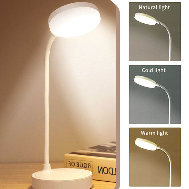 3 Color LED Table Lamp Lampu Belajar Desk lamp USB Charging Dimming ...