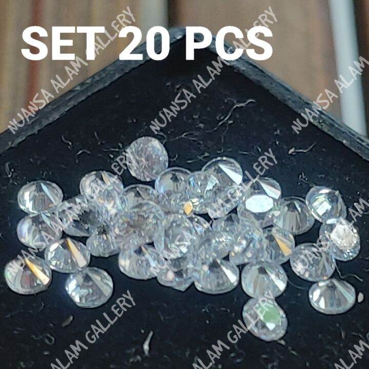 Set 20 Pcs Susup Batu Permata Diamond Bentuk Round Brilliant Batu ...