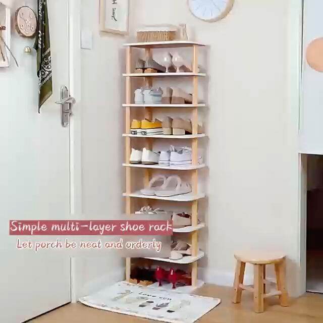 Shoe rack Curved shoe rack Wooden shoe rack 6-layer / 7-layer shoe rack ...