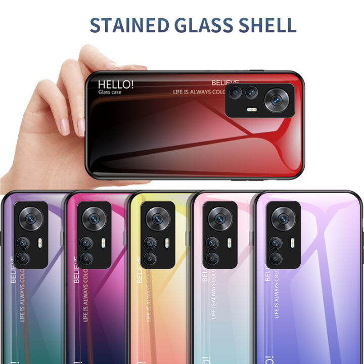 เคสกระจกนิรภัยไล่ระดับสีสำหรับ Samsung Galaxy A05s A05 5g เคสโทรศัพท์มี