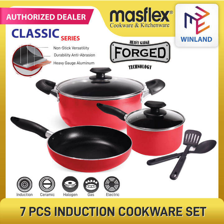 Masflex by Winland 7 Pieces Non-Stick Induction Cookware Set Fry Pan ...