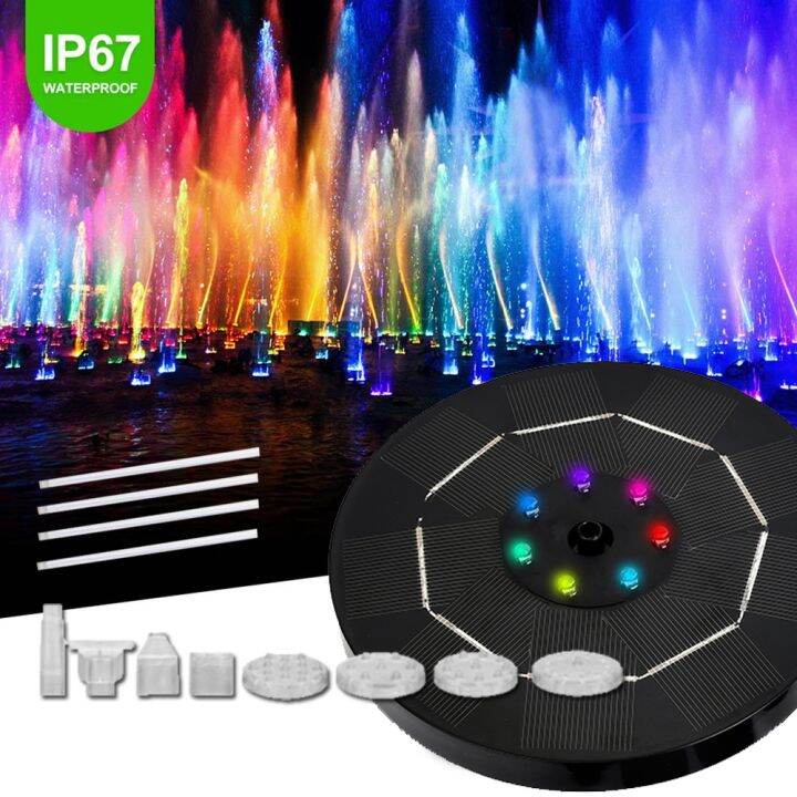 Round Solar Fountain Pond Garden Running Water Floating Fountain ...