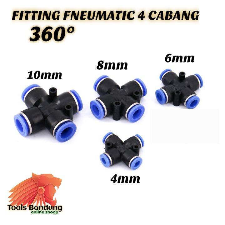 SAMBUNGAN SELANG FITTING PNEUMATIC SLIP LOCK CROSS 10MM / 8 MM / 6 MM ...