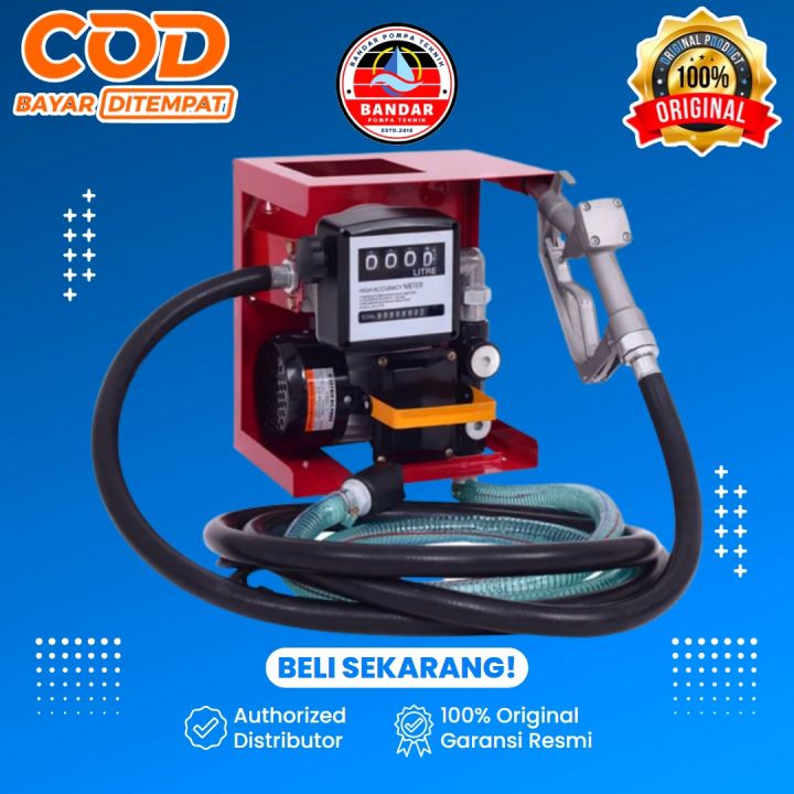 Pompa solar Pompa Transfer BBM Flow meter Solar/minyak AC 220V Analog ...