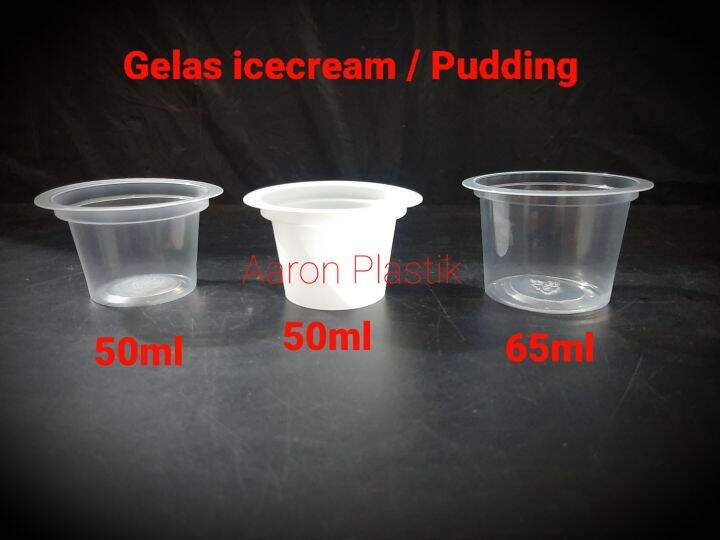 Gelas plastik ice cream 50ml Bening 50ml putih susu 65ml bening isi ...