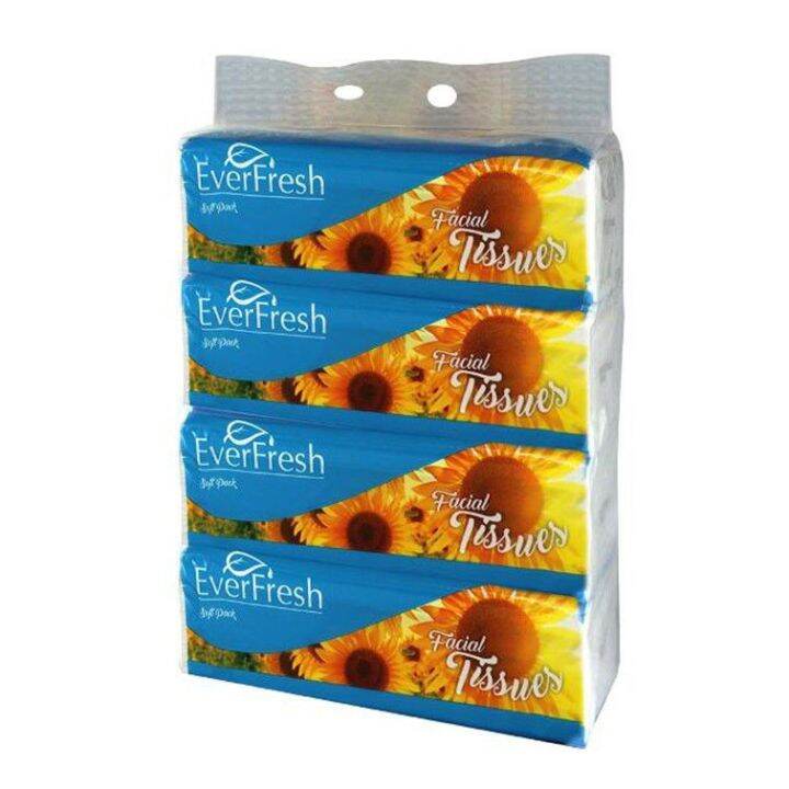 Everfresh Face Tissue 4pkt /600sheets 2ply/Per Pack 150 sheets | Lazada
