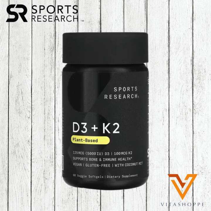 Sports Research D3+K2 Plant-Based Supports Bone and Immune Health ...