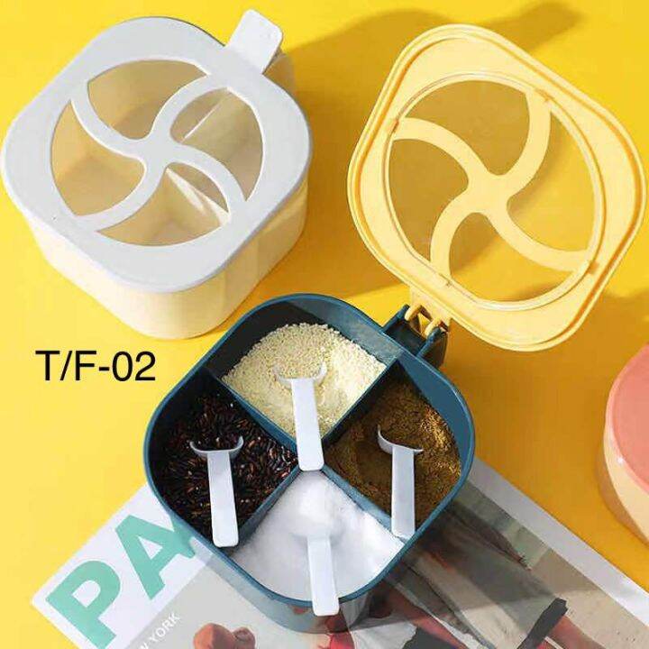 4-grid Kitchen Seasoning Box Salt Condiment Spices Container Kitchen ...