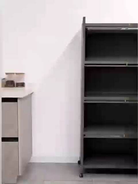 Kitchen Organizer Cabinets with Doors & Wheels Microwave Oven Rack ...