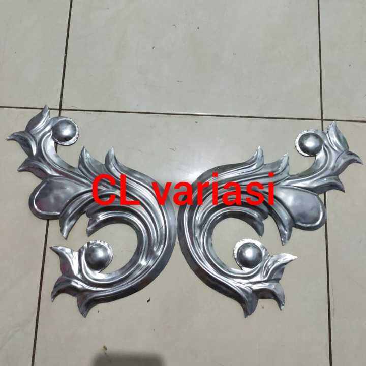 daun lengkung centol plat besi 2muka 32x20cm ornamen pagar besi roda ...