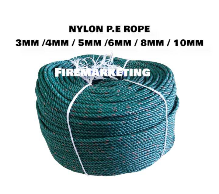Nylon P.E Rope Green Nylon Polyethylene Rope / Tali Lembu Hijau 3mm/4mm ...