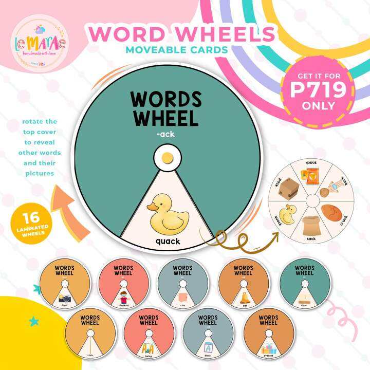 Words Wheels Cvc Wheels Laminated Educational Flashcards Movable