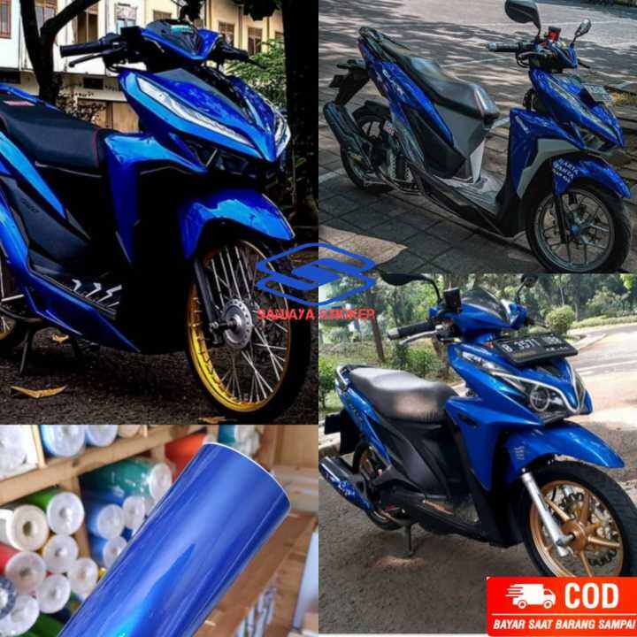 Stiker motor biru candy metalic sticker skotlet biru metalic candy ...