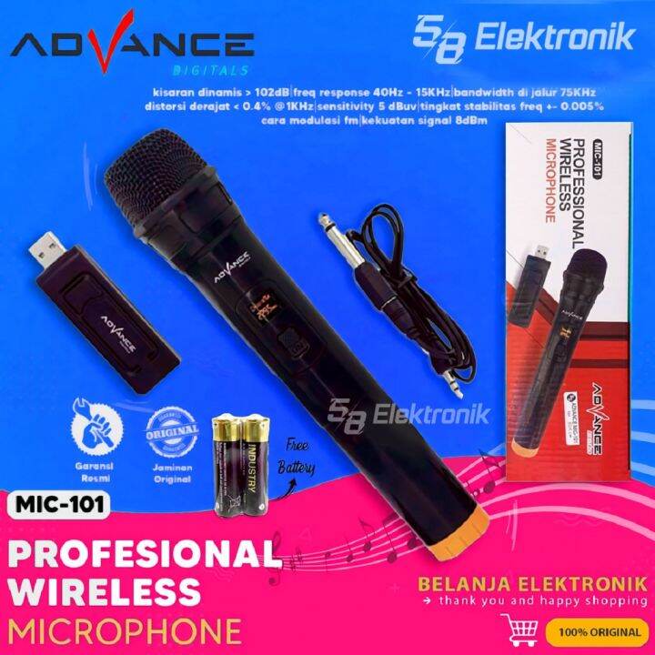 MICROPHONE WIRELESS ADVANCE MIC-101 TANPA KABEL MIKROFON KARAOKE MIC BLUETOOTH | Lazada Indonesia