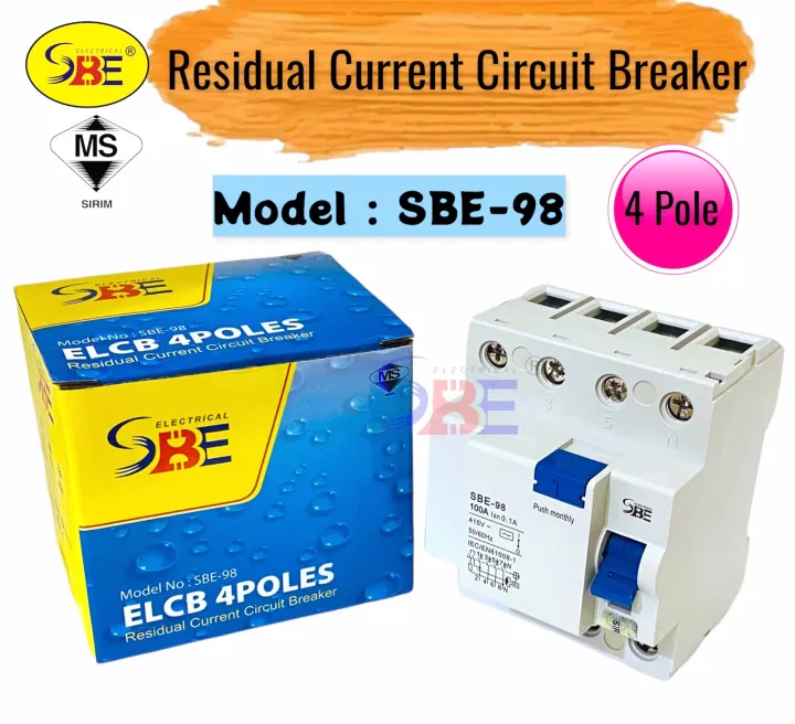 SBE ELCB 4 Pole / 40A , 63A, 100A (SIRIM) SBE-98 | Lazada