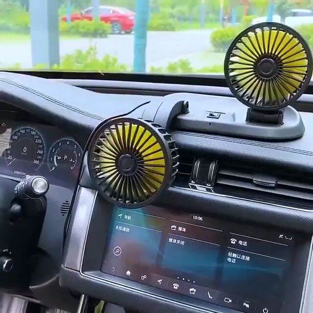 Double Headed Vehicle Car Fan 12V&24V 360° Rotatable Adjustable Car ...