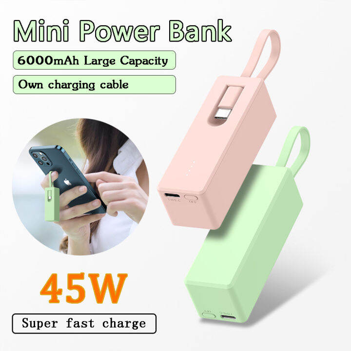 6000mAh Portable Wireless Mini Powerbank Lipstick size Fast charging ...