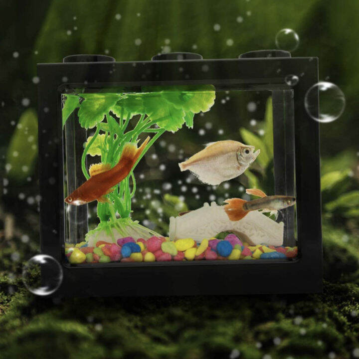 【PH Local】Betta Fish Mini Aquarium Block Tank Betta Guppy Fish Tank ...
