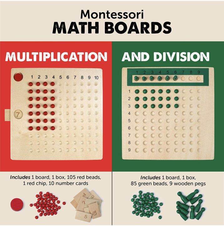 Jett Montessori Multiplication and Division Board Wooden Math Toys ...