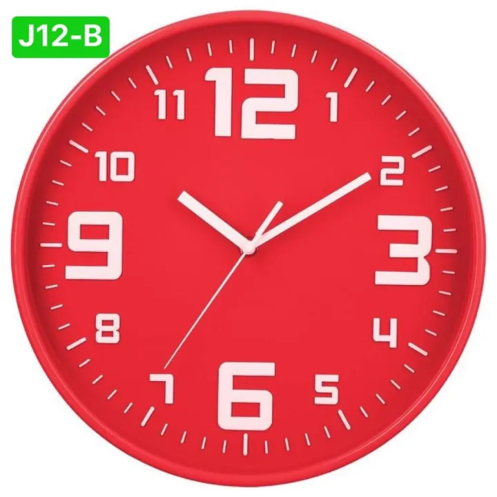 12 inch red Nordic Wall Clock Modern Design Transparent Glass ...