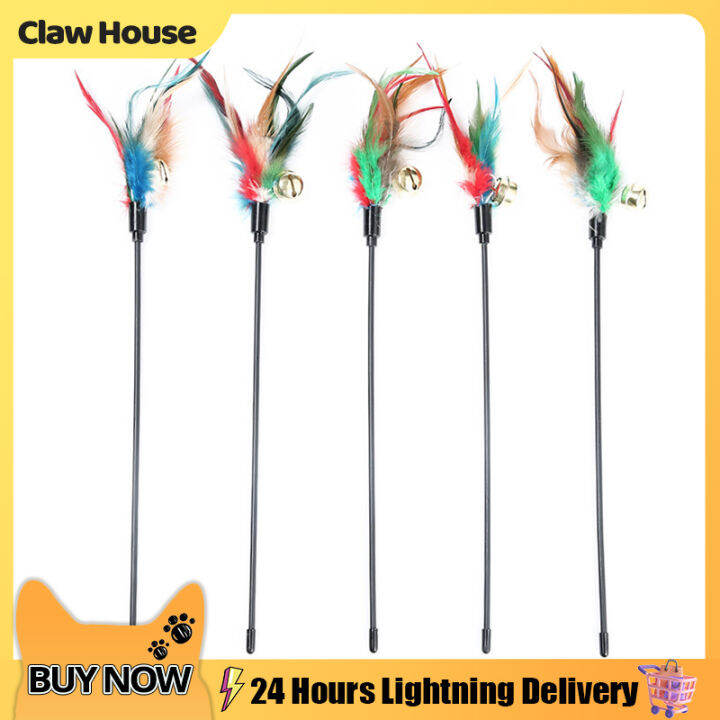 65CM Cat Teaser Stick Cat Toy Pet Toy Cat Color Feather Bell ...
