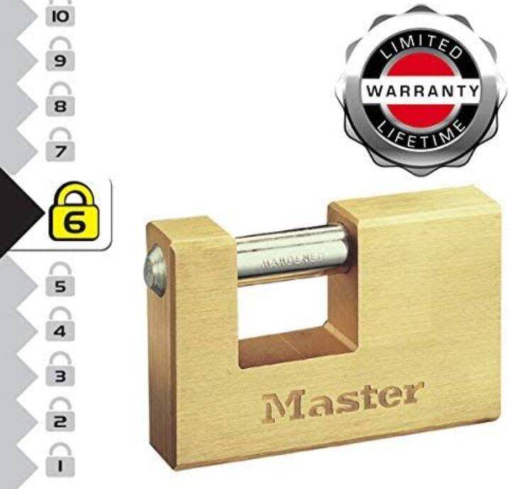 MASTER PADLOCK LOCK RECTANGULAR BODY SOLID BRASS PADLOCK WITH STEEL ...