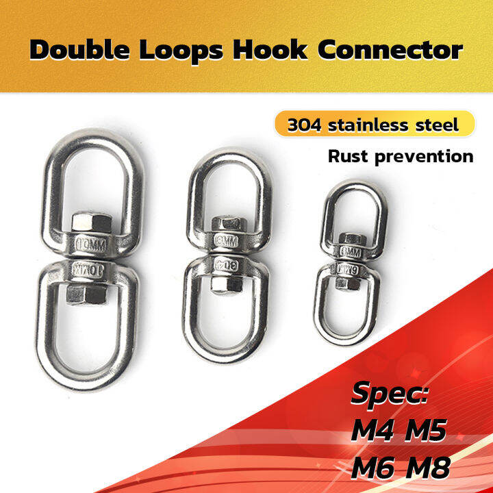 Jozoo M4 M5 M6 M8 Stainless Steel Swivel Double Loops Hook Connector ...