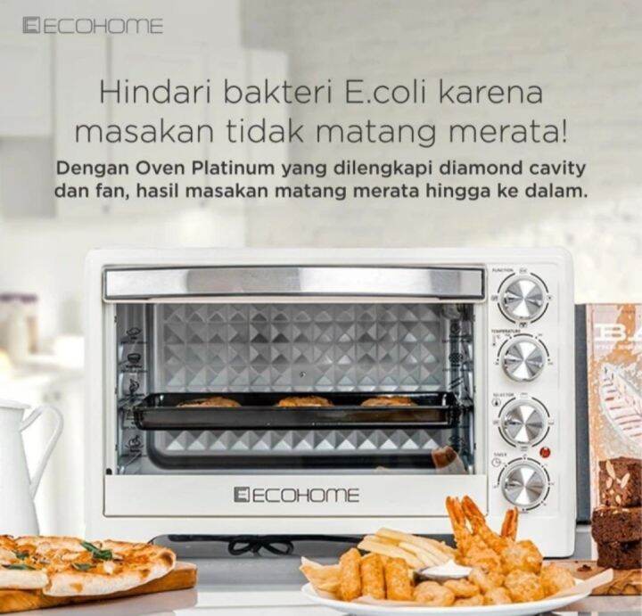 ECOHOME ELECTRIC OVEN PLATINUM PEARL WHITE EOP 888 LOW WATT 38 LITER | Lazada Indonesia