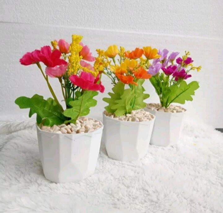 bunga mini artificial lengkap dengan pot | Lazada Indonesia