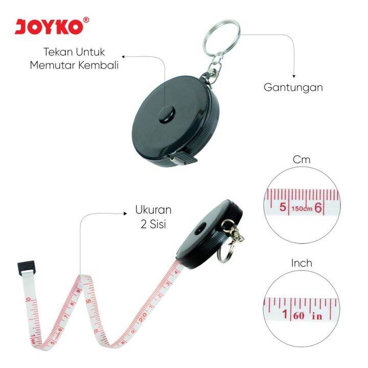 JOYKO Meteran Gulung Kecil Pocket Ruler Tailoring Tape PRTT-290 1,5 ...