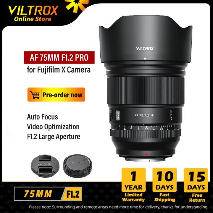 VILTROX 75mm F1.2 Fuji X Lens Auto Focus Large Aperture Portrait APS-C for Fujifilm XF Mount ...