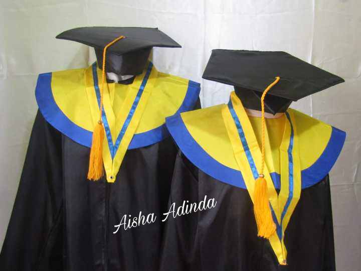 SERAGAM TOGA WISUDA SMA KUNING LIS BIRU | Lazada Indonesia