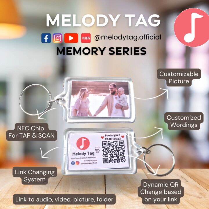 Melody Tag Memory Series Keychain, Just TAP or SCAN to Bring Memories ...