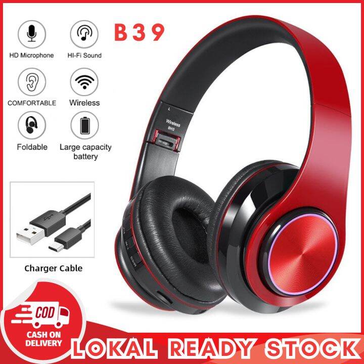 🔥【Ready Stock】🔥B39 Wireless Headset Bluetooth 5.0 Colorful LED Bass ...