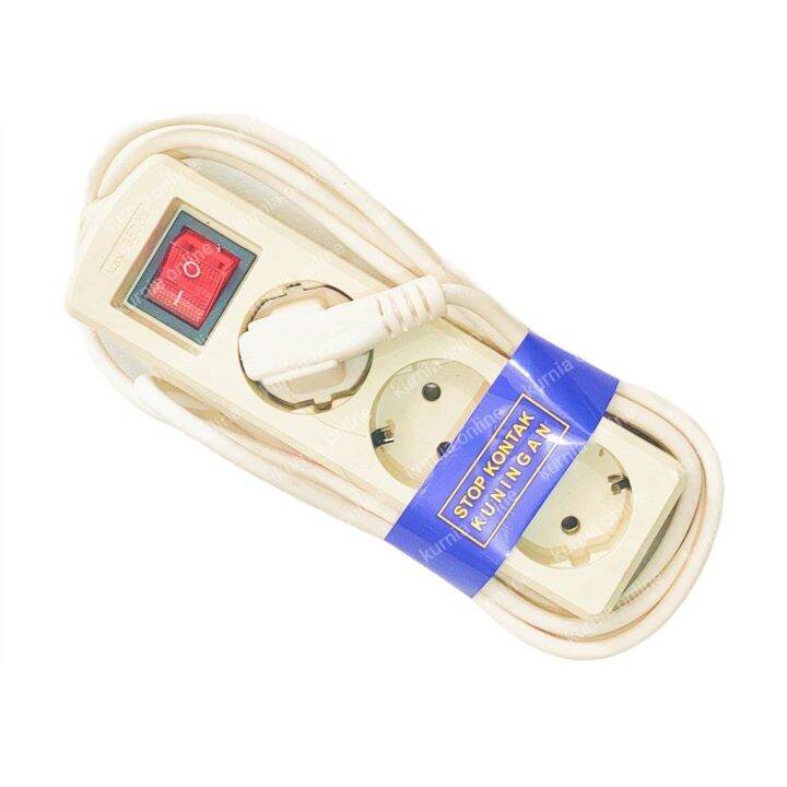 Terminal listrik colokan listrik 3 lubang 5 meter + saklar | Lazada ...